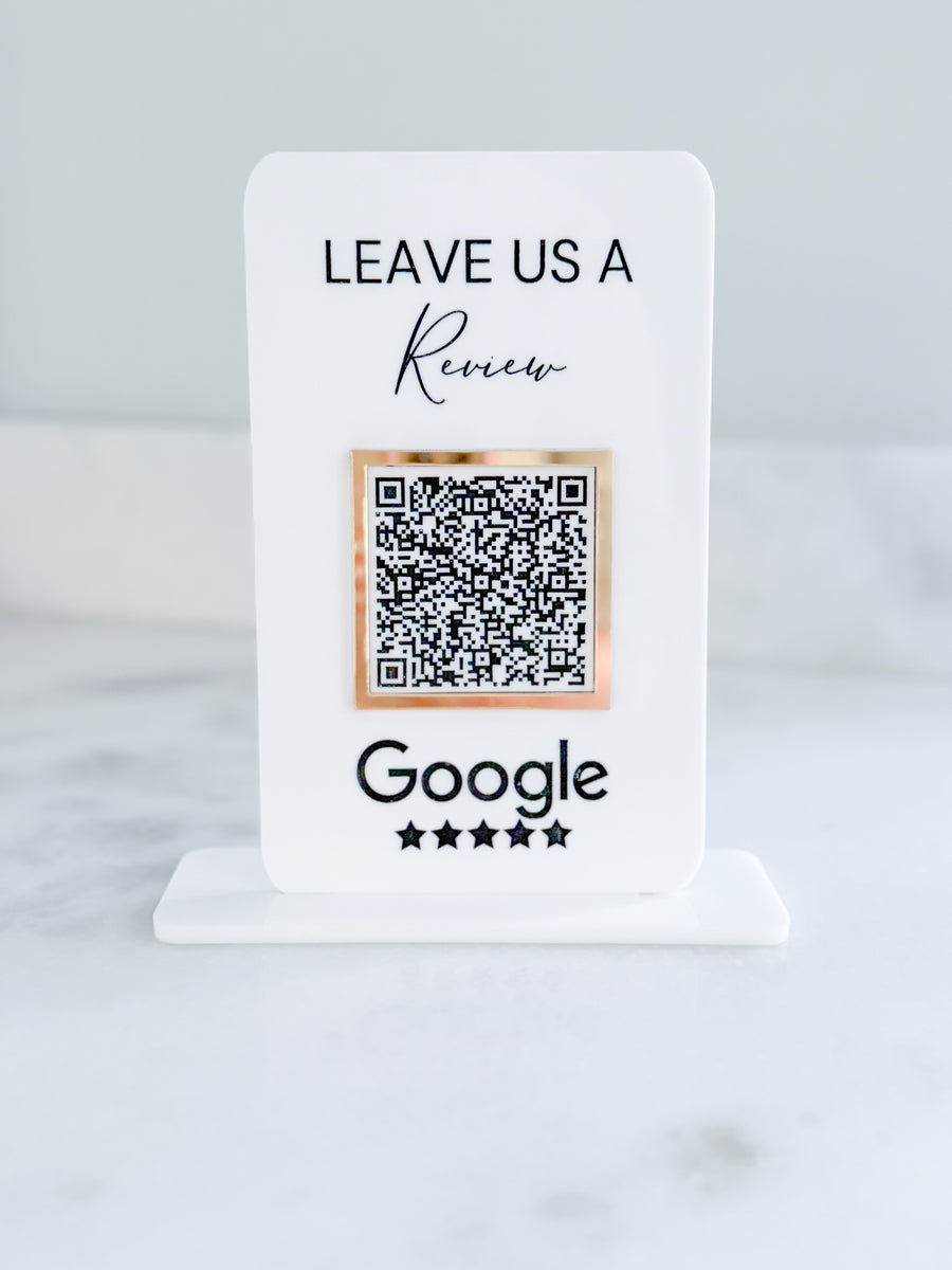 Custom Acrylic QR Code Review Sign – Kate Slayton Lettering